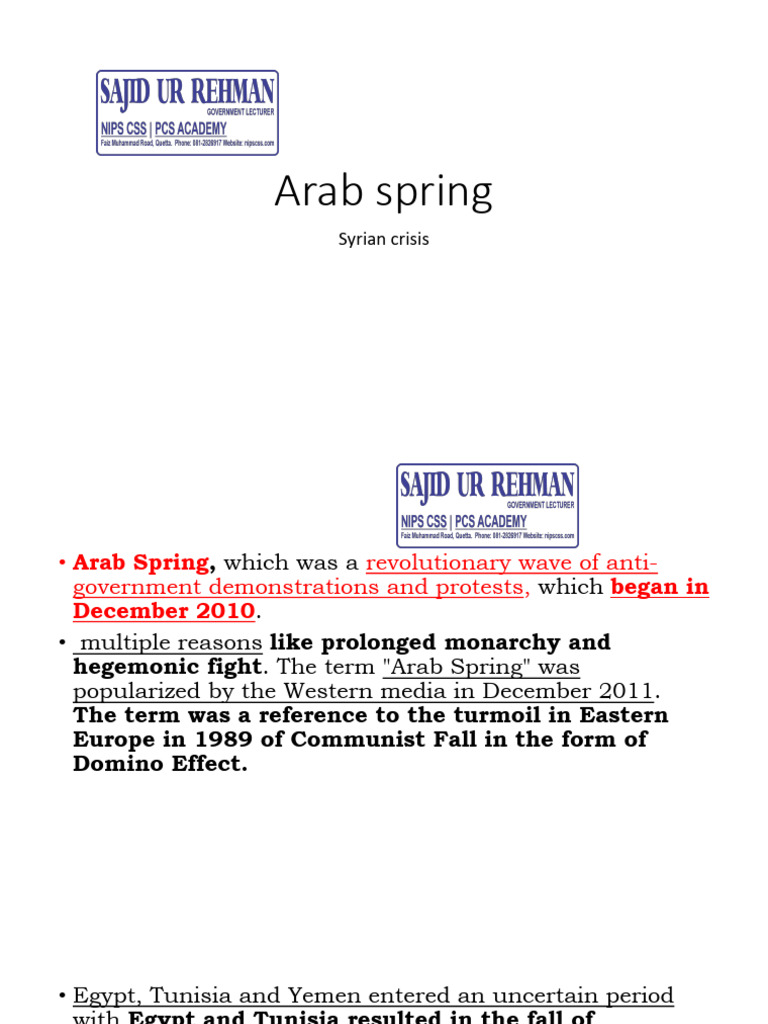 Arab Spring One Pape Students' | PDF | Arab Spring | Bashar Al Assad
