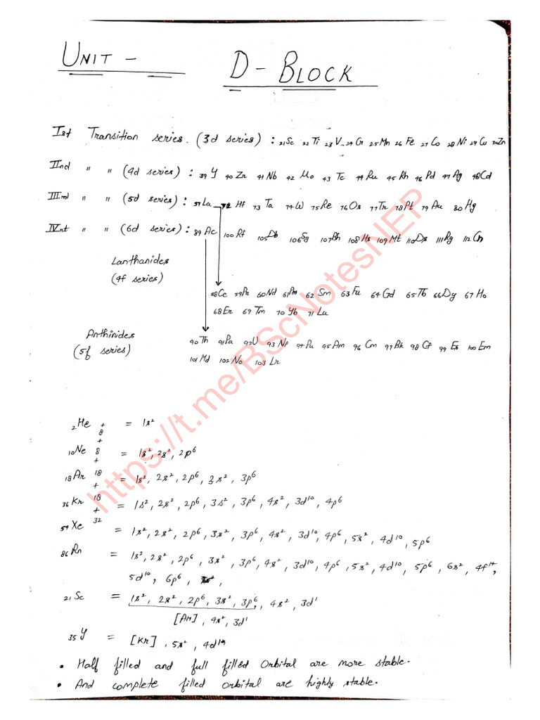 D-block, Sem. 5th, Chem. | PDF