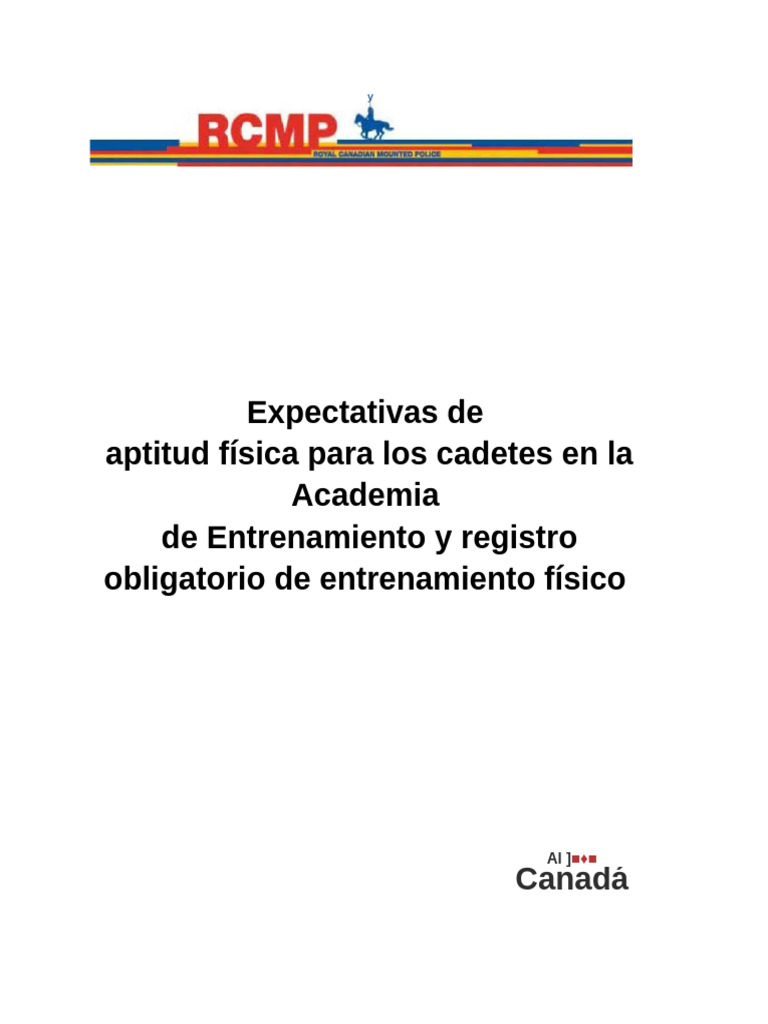 Guía de Entrenamiento Físico Pre-Academia de La RCMP | PDF | Corriendo | Aptitud física