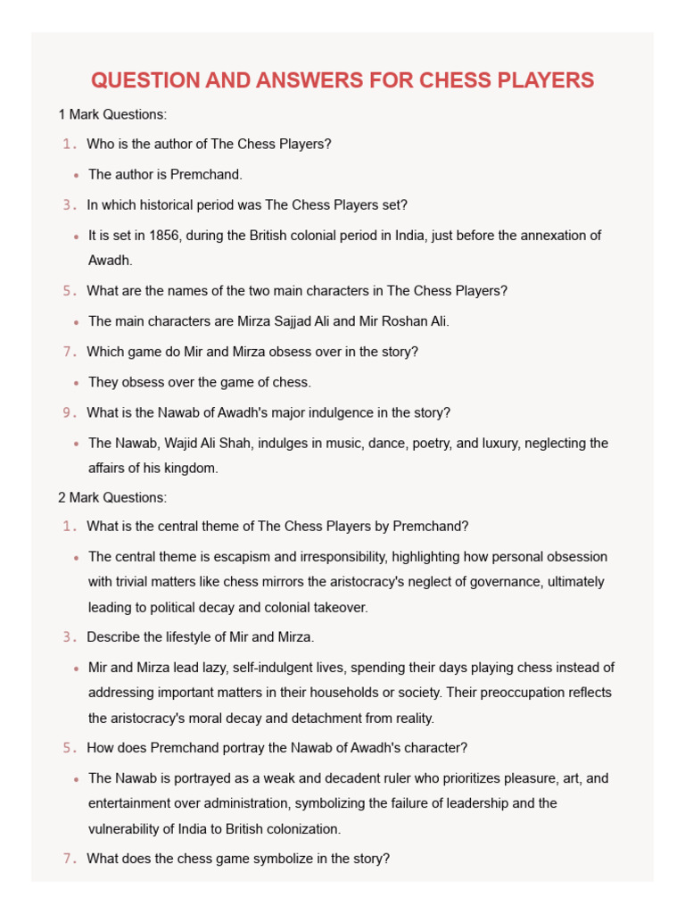Question and Answers For Chess Players | PDF