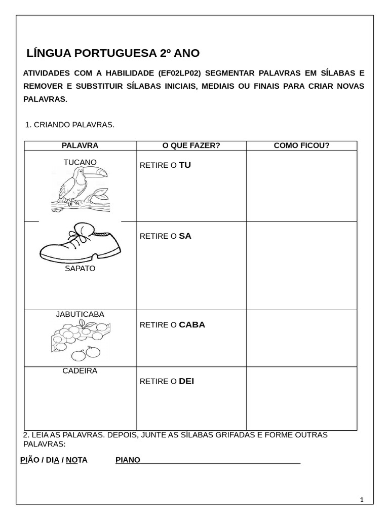 2ano-LINGUA-PORTUGUESA-ativ06-Palavras-e-s¡labas | PDF