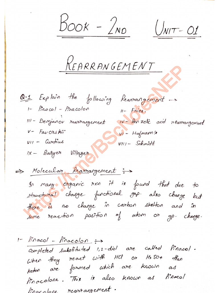 01, Rearrangement, Sem. 5th Chem. | PDF