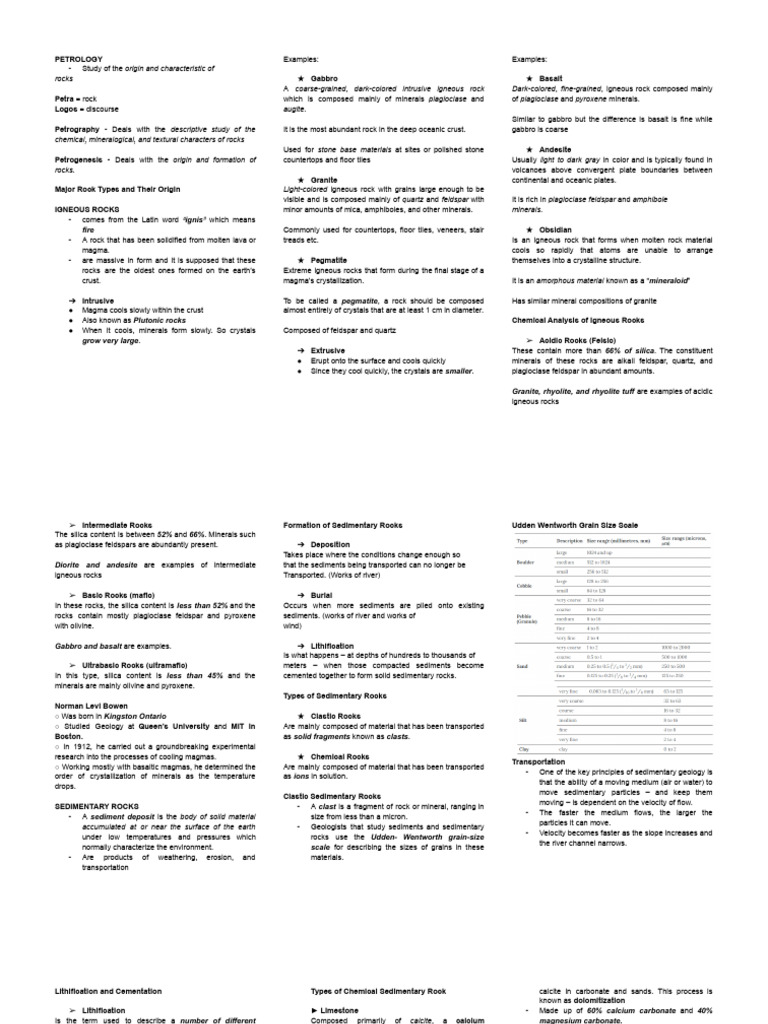 Geology Reviewer Midterm | PDF | Rock (Geology) | Minerals