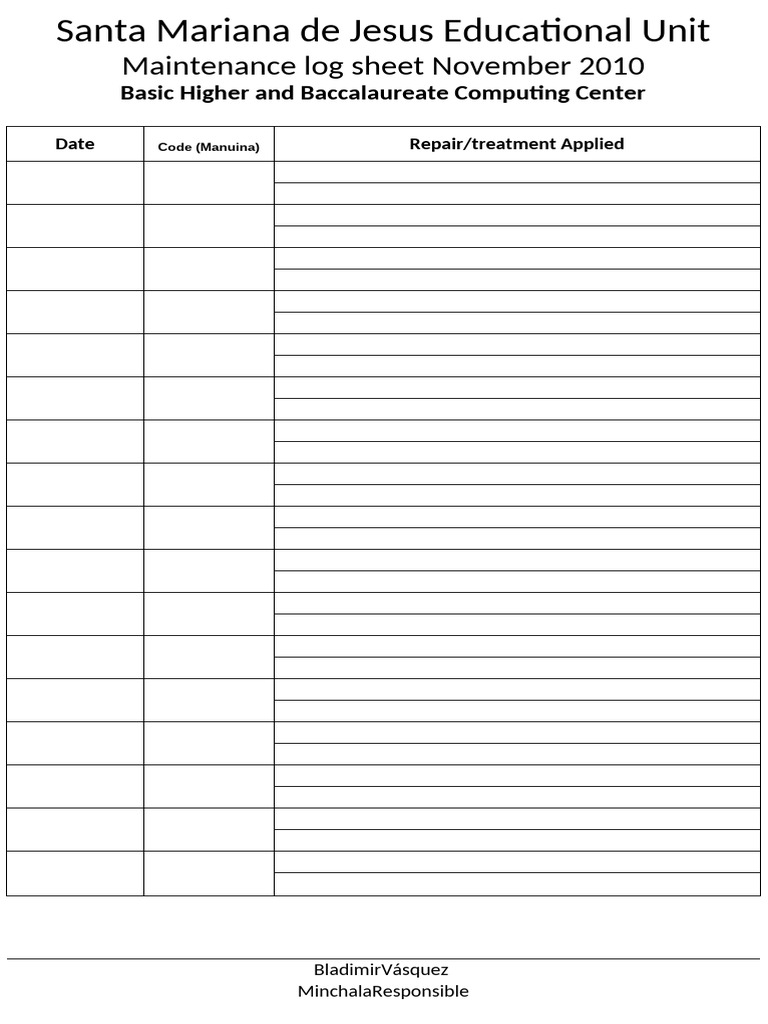 Maintenance Record Sheet | PDF