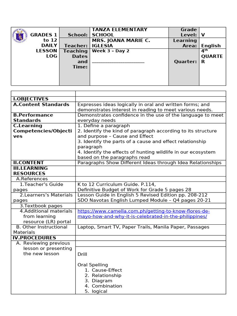 DLP-Q4-DAY12-Paragrah-Kinds-Cause and Effect (2) | PDF | Causality | Learning