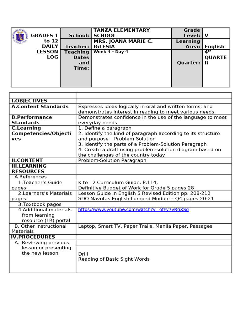 DLP Q4 DAY19 Problem Solution Paragraph | PDF | Learning | Cognitive ...
