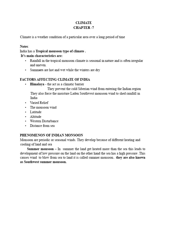 Compile Notes of Geography | PDF | Monsoon | Irrigation