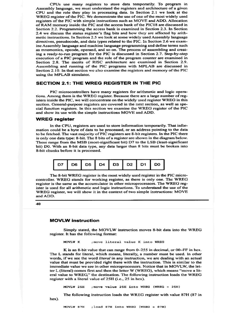 Understanding the WREG Register in PIC | PDF | Assembly Language ...