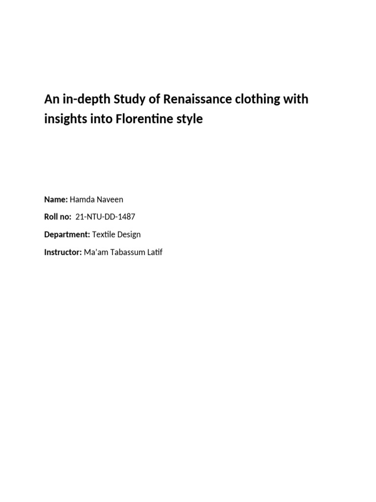 Renaissance Clothing: Florentine Insights | PDF | Fashion | Clothing