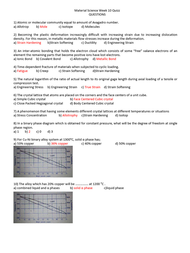 Quizzes_Week_10-14 | PDF | Deformation (Engineering) | Ductility