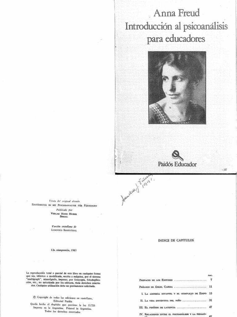 Anna Freud - Introduccion al Psicoanálisis para educadores | PDF