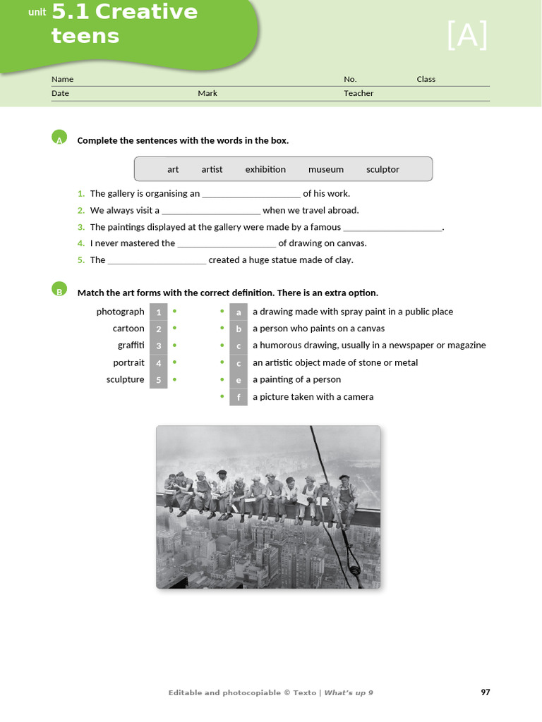 Art Vocabulary Exercises for Teens | PDF