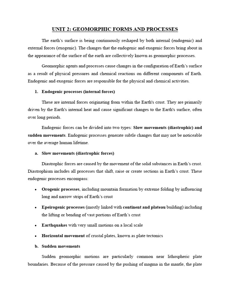 Geomorphic Form and Processes | PDF | Weathering | Plate Tectonics
