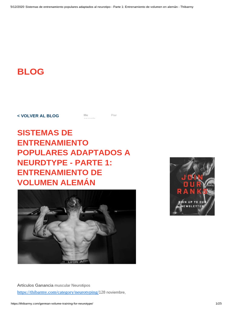 Sistemas de Entrenamiento Populares Adaptados Al Neurotipo - Parte 1: Entrenamiento de Volumen ...