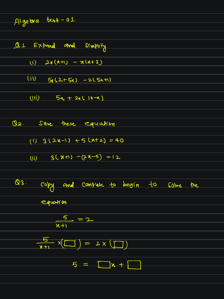 Algebra Test 1 | PDF