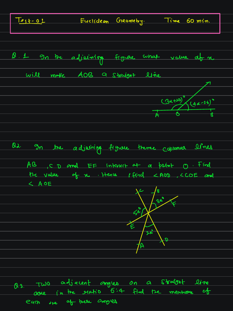 Test 1 Euclidean Geometry | PDF