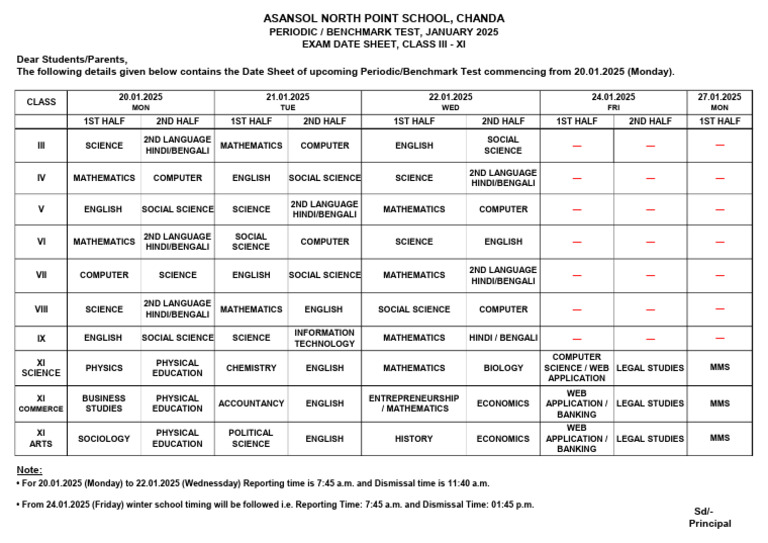 PT-BT Routine Class Iii - Xi Jan 2025 - 250114 - 180907 | PDF | Inquiry | Science