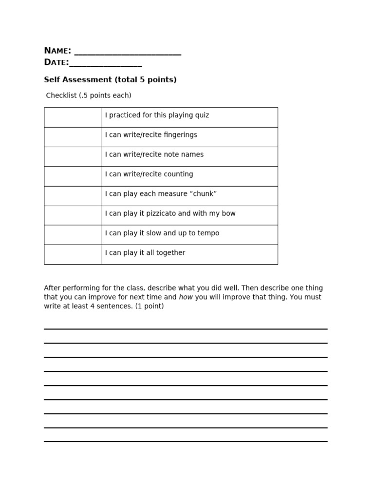 Music Playing Test Self-Assessment Guide | PDF | Musical Compositions ...