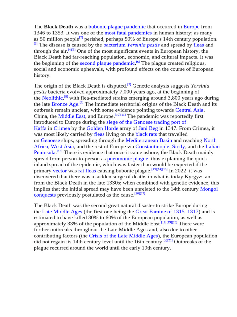 Black Death(Plague) | PDF | Black Death | Plague (Disease)