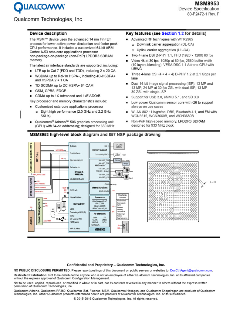 MSM8953 Datasheet Device Spec | PDF | Lte (Telecommunication) | Computing
