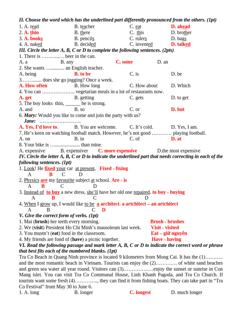 ÔN TẬP ANH 6 | PDF