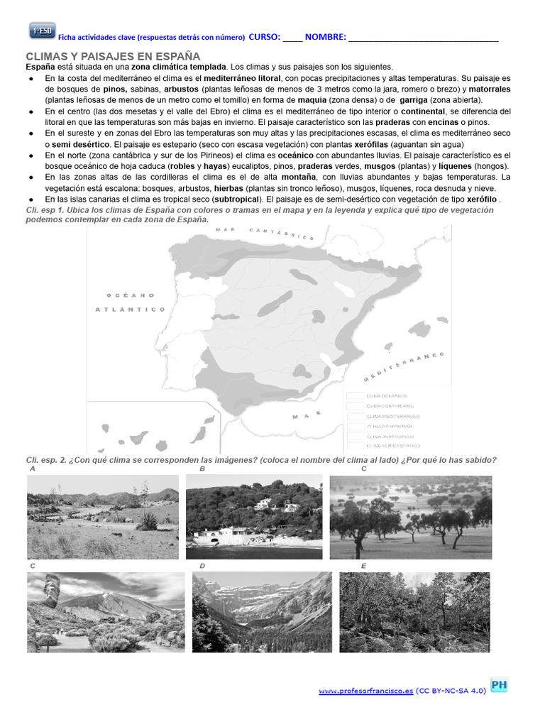 Ac Climas y Paisajes en España | PDF