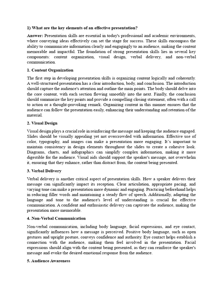 Presentation Skill Question-Banks | PDF | Nonverbal Communication ...