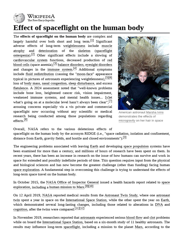 Effect_of_spaceflight_on_the_human_body | PDF | Weightlessness | Outer ...