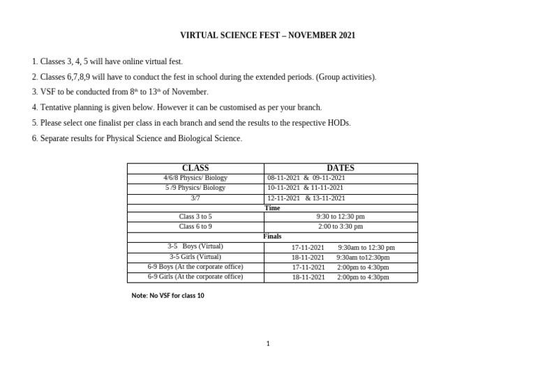 VSF Dates | PDF