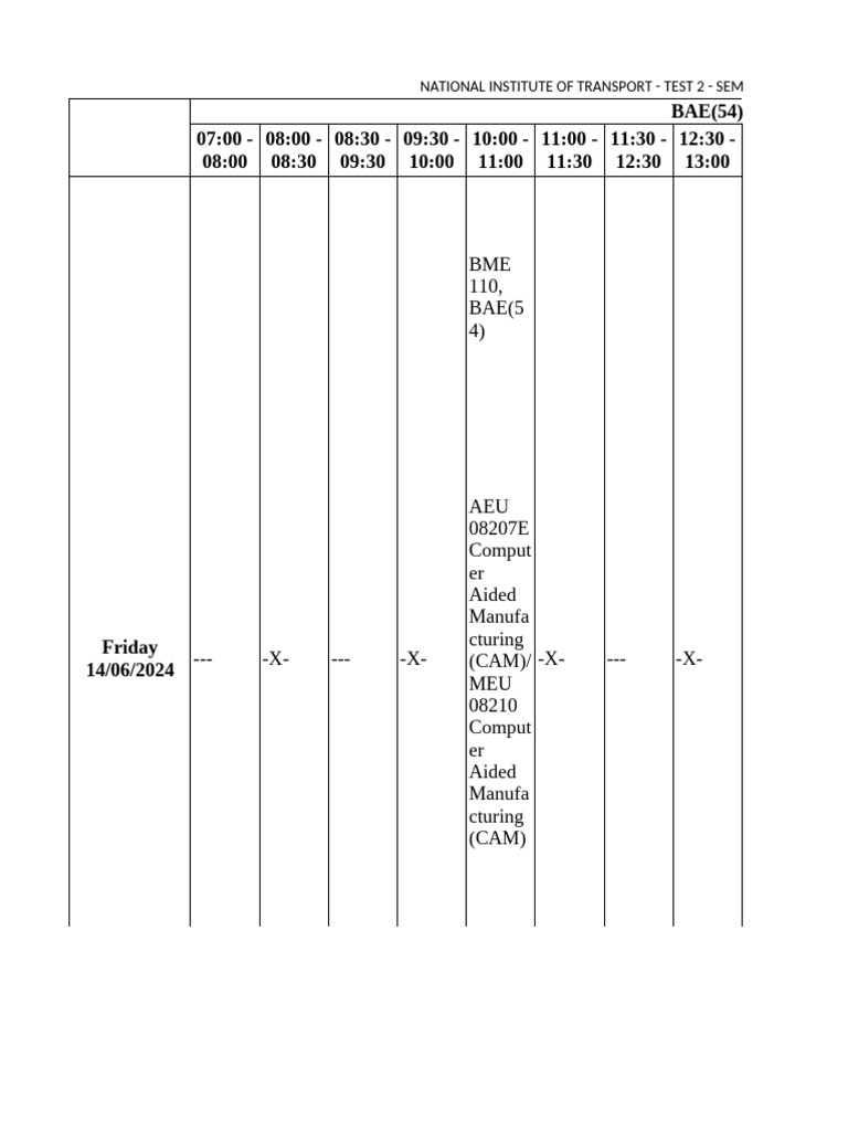 Test 2 Timetable for Second Semester 2023_2024 | PDF