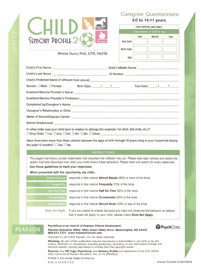 Sensory Profile - 2 | PDF