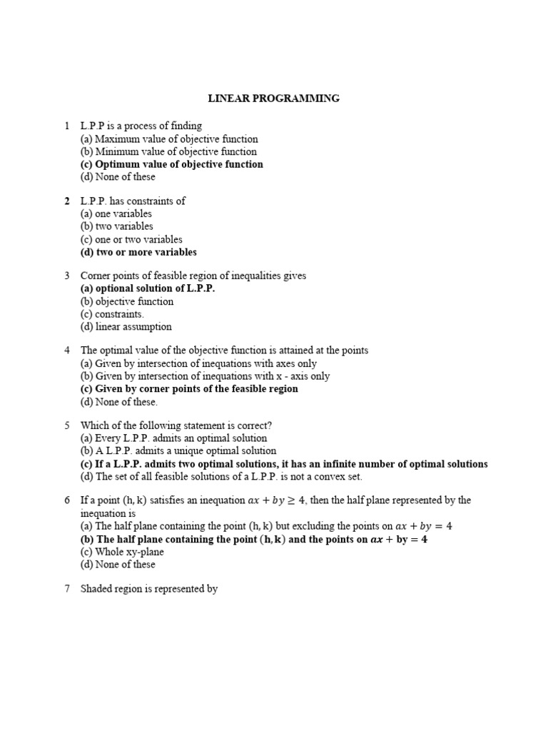 Linear Programming Concepts and Problems | PDF | Mathematical Optimization | Linear Programming