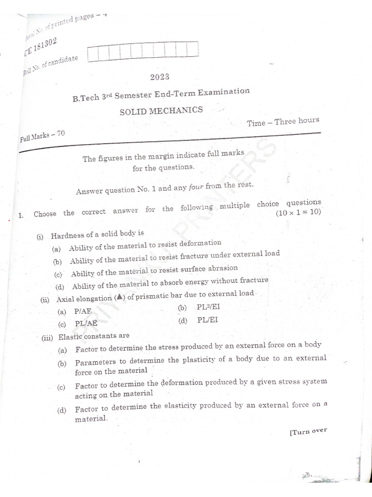 SM Pyq 3rd Semester | PDF