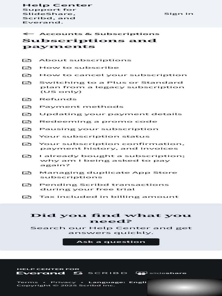 Subscriptions and Payments - Scrib Help Center | PDF