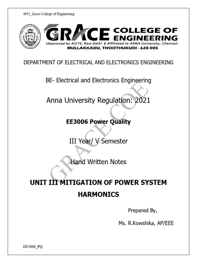 Power Quality Mitigation Notes | PDF