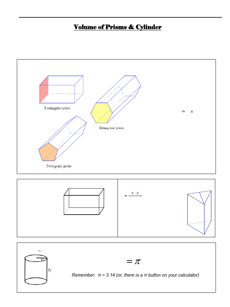 Volume Surface Area of Prisms and Cylinders | PDF | Area | Volume
