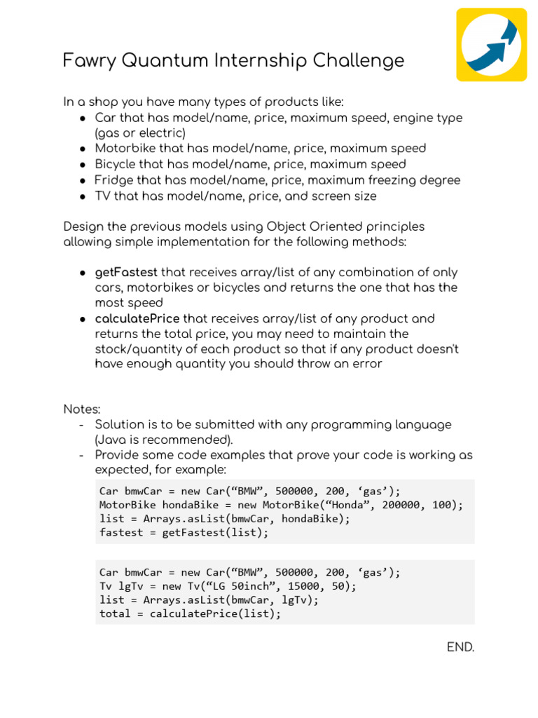 Fawry Quantum Internship Challenge | PDF