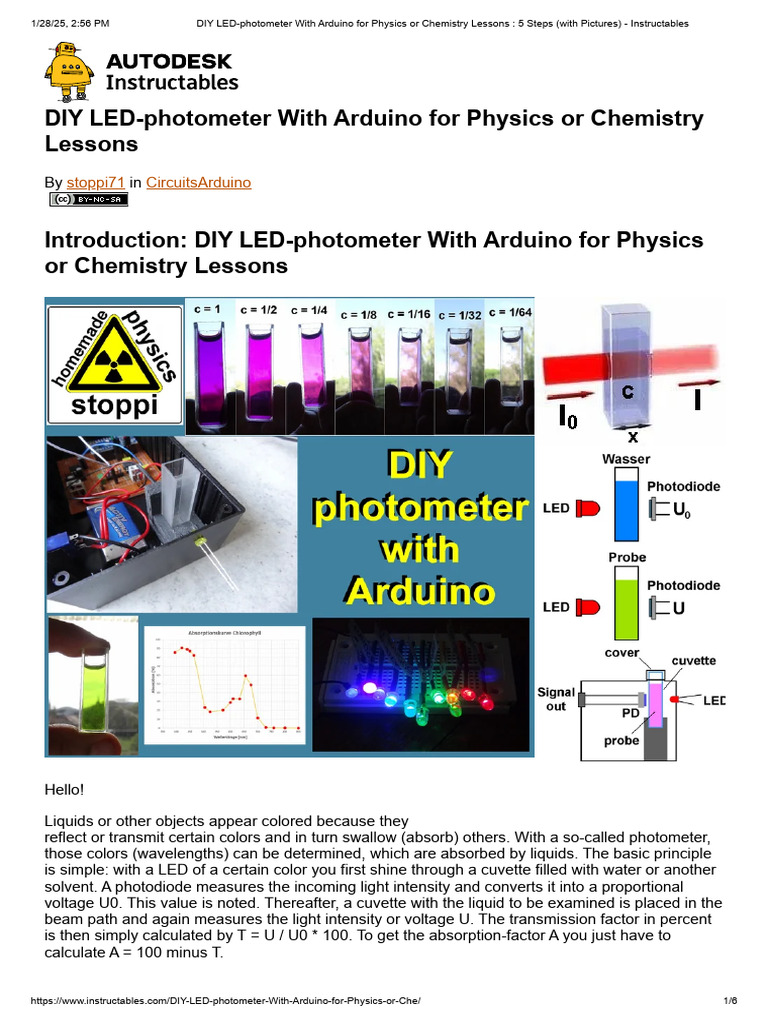 DIY Arduino LED Photometer Guide | PDF | Color | Absorption Spectroscopy