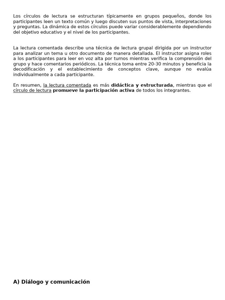 Los Círculos de Lectura Se Estructuran Típicamente en Grupos Pequeños ...