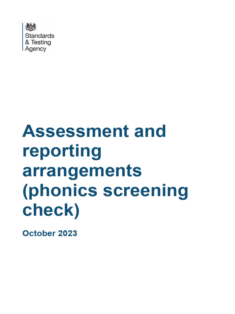 2024 Assessment and Reporting Arrangements (Phonics Screening Check) | PDF | Phonics | Special ...