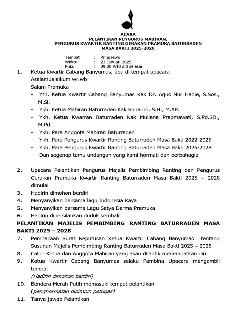 Atur Acara Kwarran Baturraden | PDF