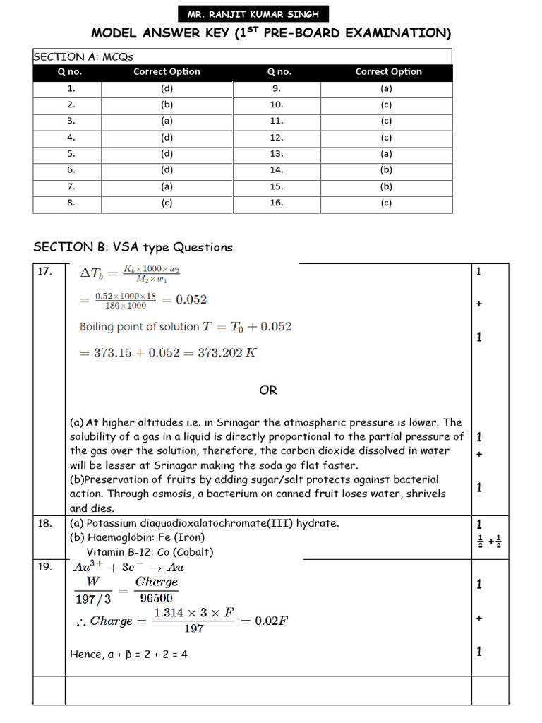 Chemistry Exam Answer Key | PDF | Pyridine | Organic Chemistry