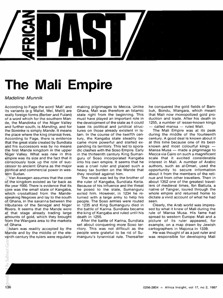 The Rise and Fall of the Mali Empire | PDF | Africa | West Africa