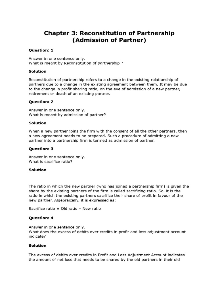 Chapter 3. Reconstitution of Partnership (Admission of Partner) | PDF