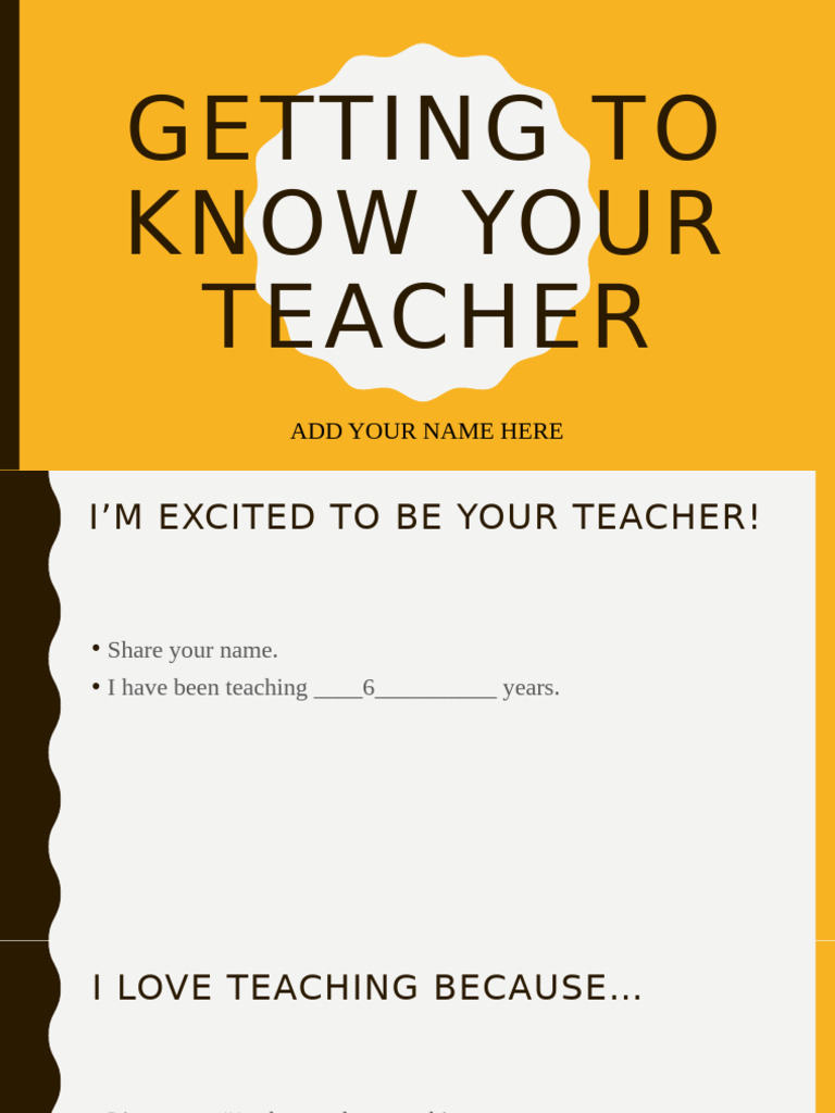 Meet Your Teacher: Class Introduction Guide | PDF