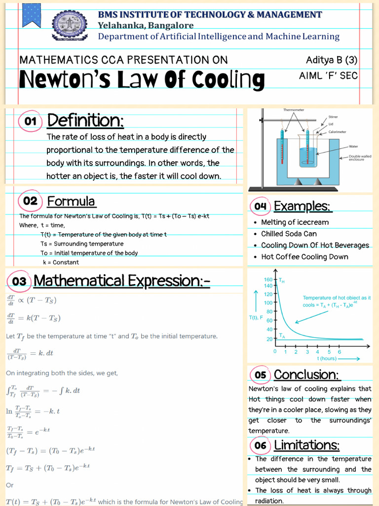 Maths Poster Newton's Law Of Cooling | PDF