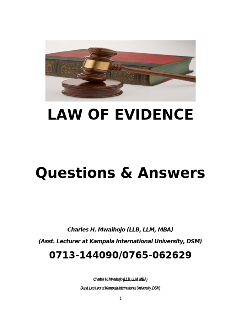 Law of Evidence: Types and Concepts | PDF | Evidence (Law) | Confession ...