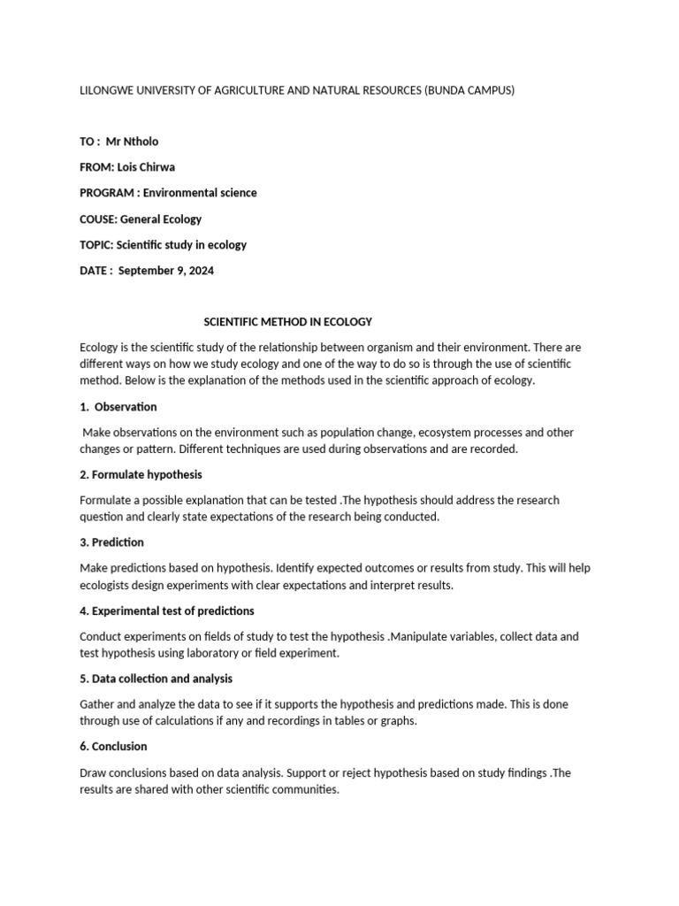 Scientific Method in Ecology Explained | PDF
