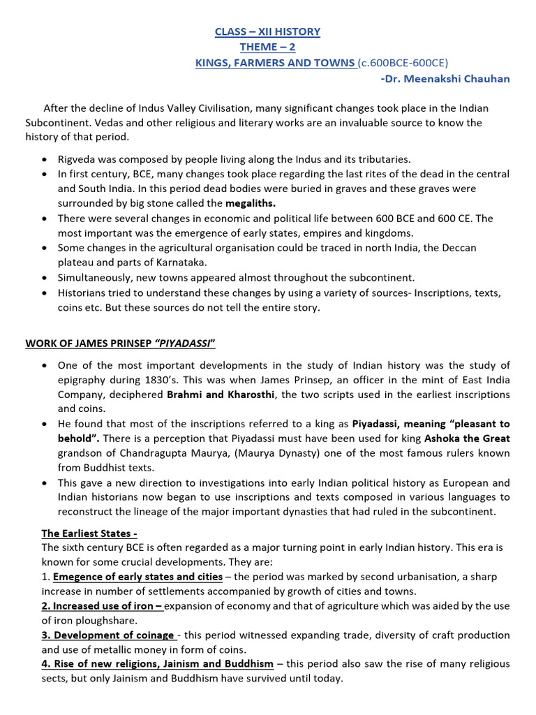 Xii History Chapter 2 (Summary) | PDF | Ashoka