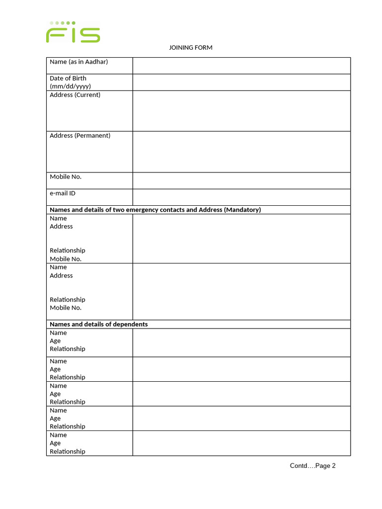 JOINING FORM | PDF